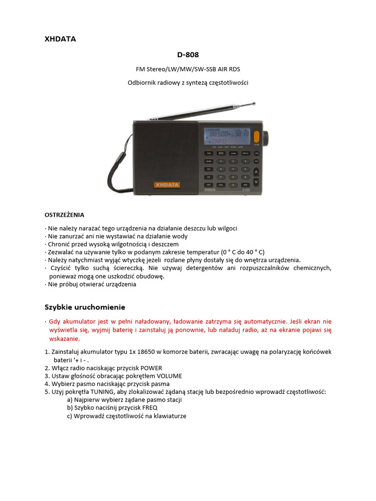 D-808 Manual PL | PDF
