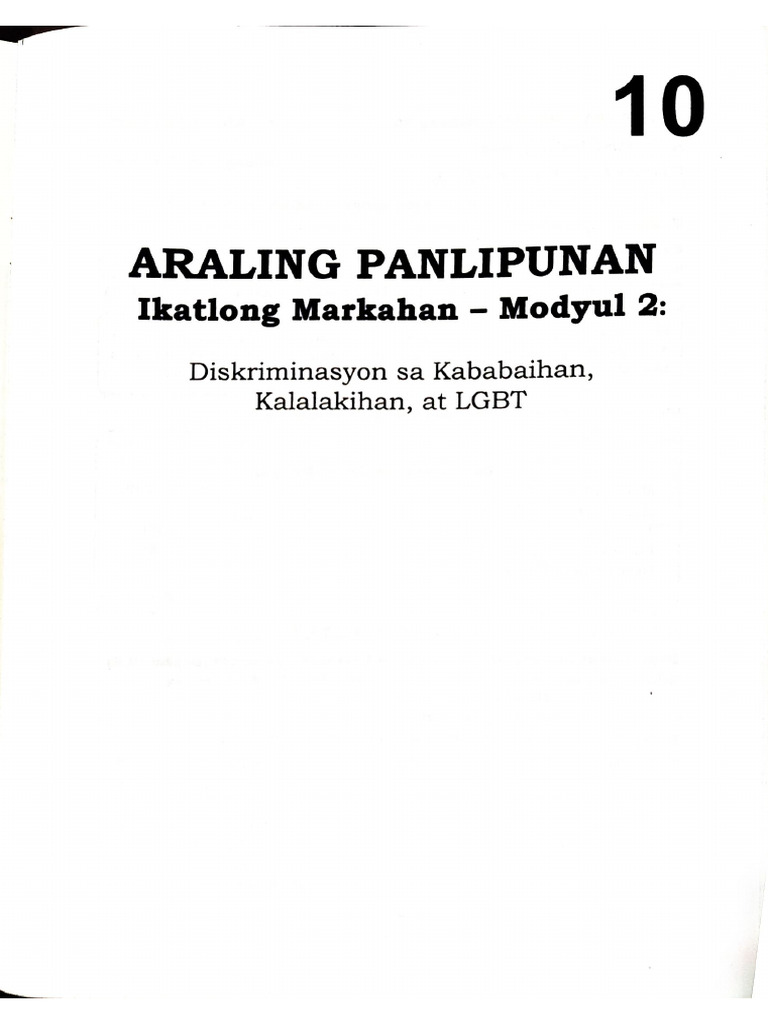 Ap 10 Q3 Modyul 2 - Diskriminasyon Sa Kababaihan Kalalakihan at LGBT | PDF