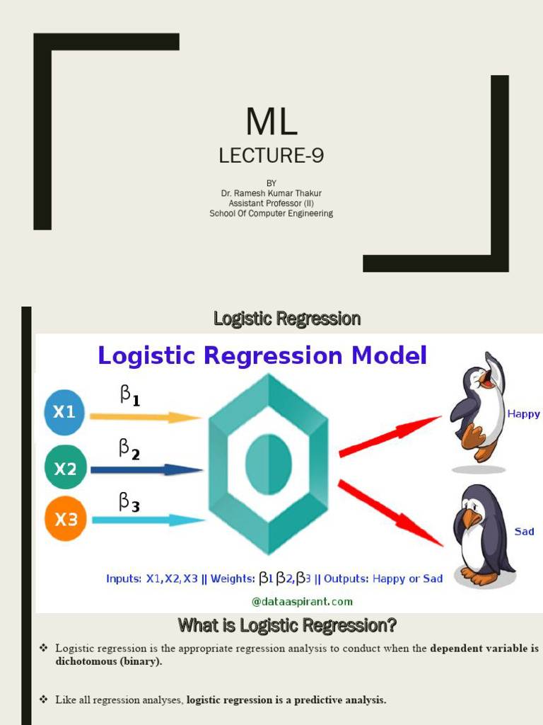 ML Lec-9 | Download Free PDF | Logistic Regression | Linear Regression