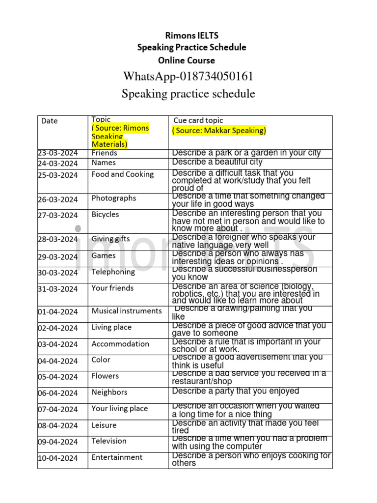 IELTS Speaking Practice Guide | PDF