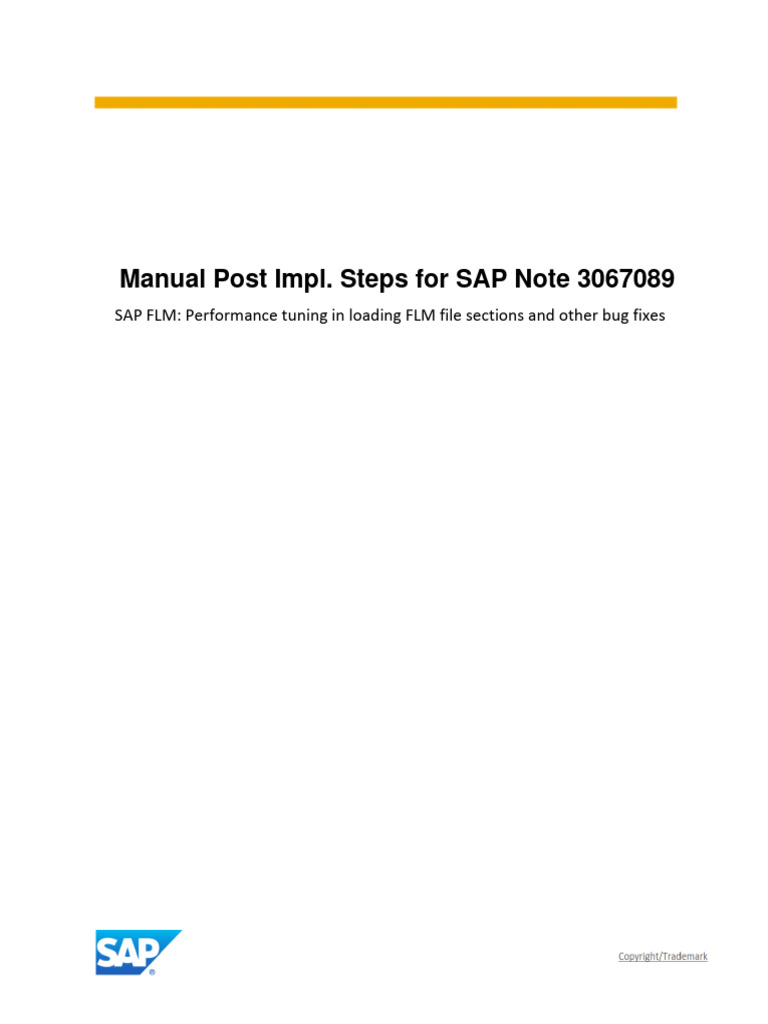 SAP Note 3067089 Manual Post Implementation Steps | PDF | Software Engineering | Computing