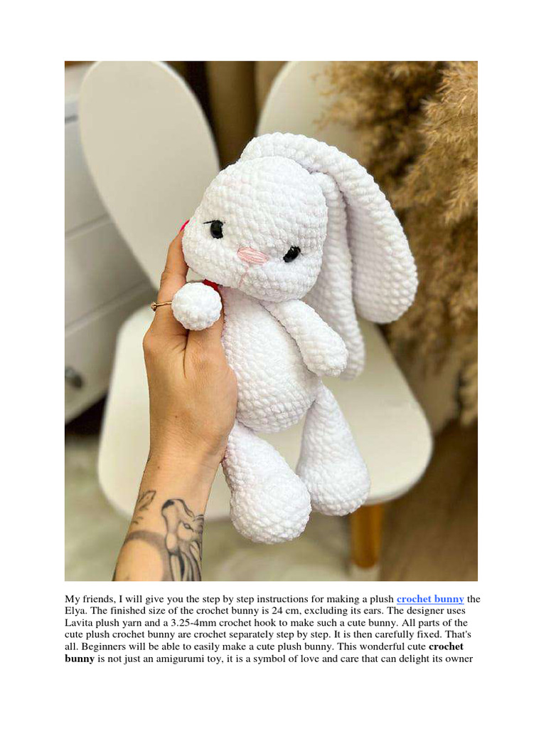 Elya the Crochet Bunny Amigurumi Free Pattern | PDF | Crochet | Stuffed Toys