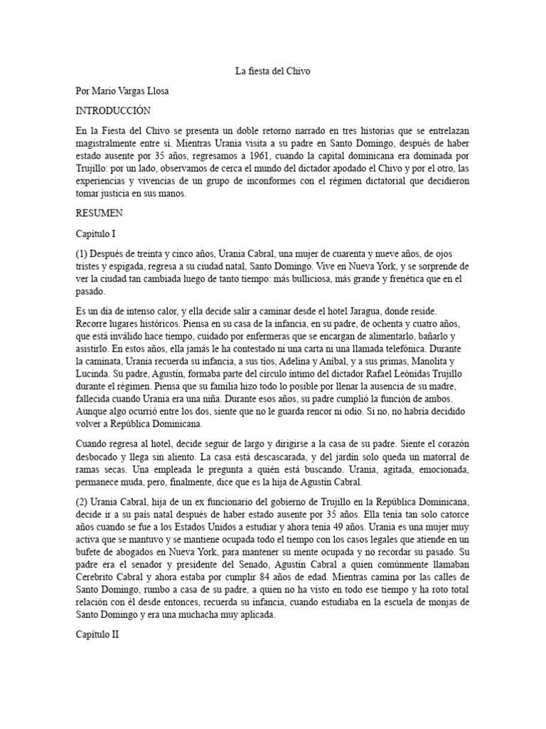 La Fiesta Del Chivo - Resumen | PDF