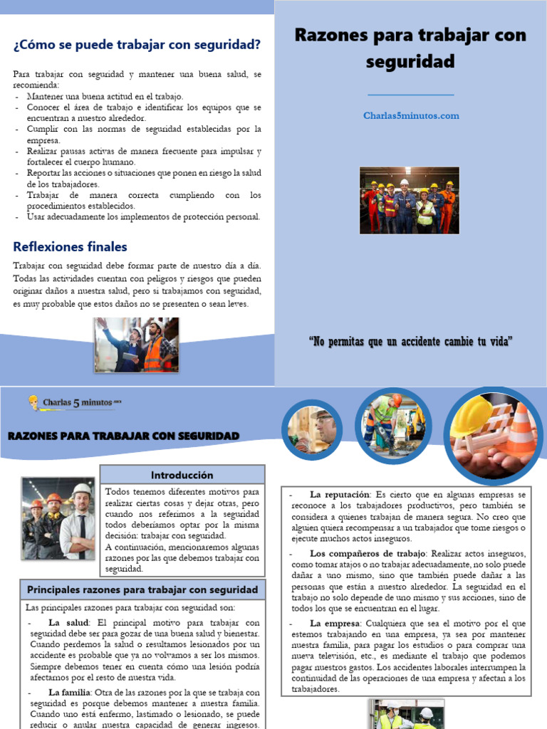 Razones para Trabajar Con Seguridad | PDF | Valores | Business