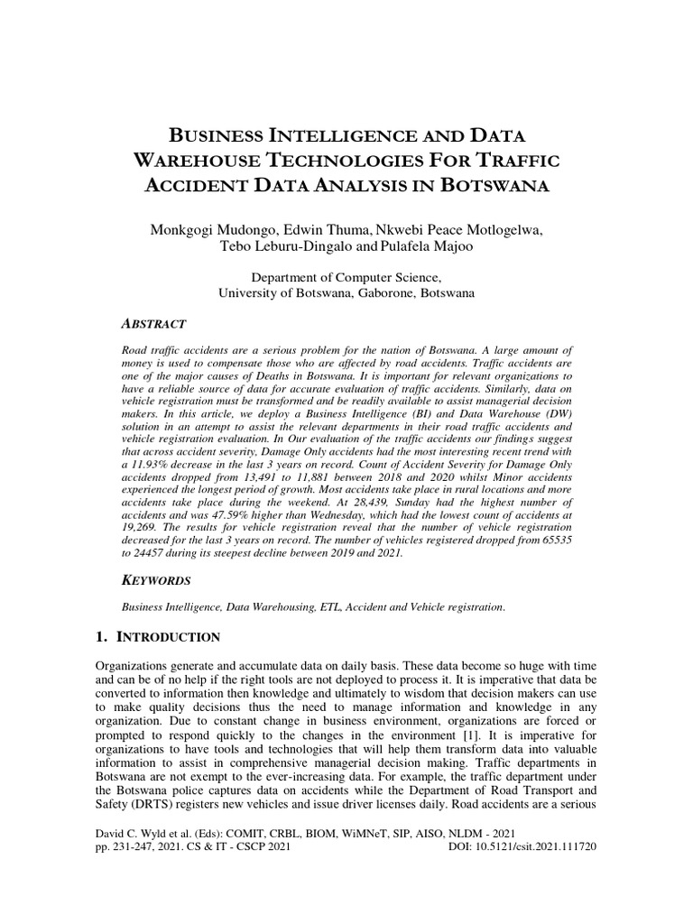 Traffic Accident Data Analysis in Botswana | PDF | Business Intelligence | Data Warehouse