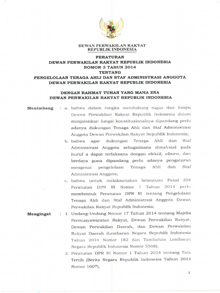 Pengelolaan Tenaga Ahli DPR RI 2014 | PDF