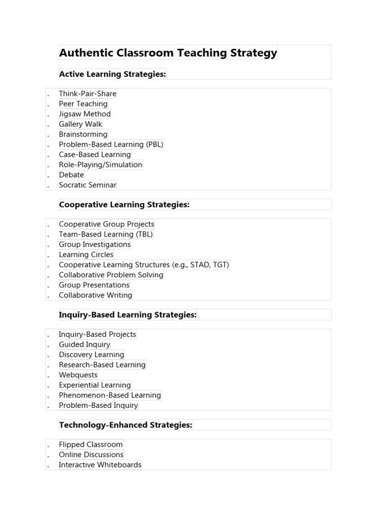 Authentic Classroom Teaching Strategy | Download Free PDF | Inquiry ...