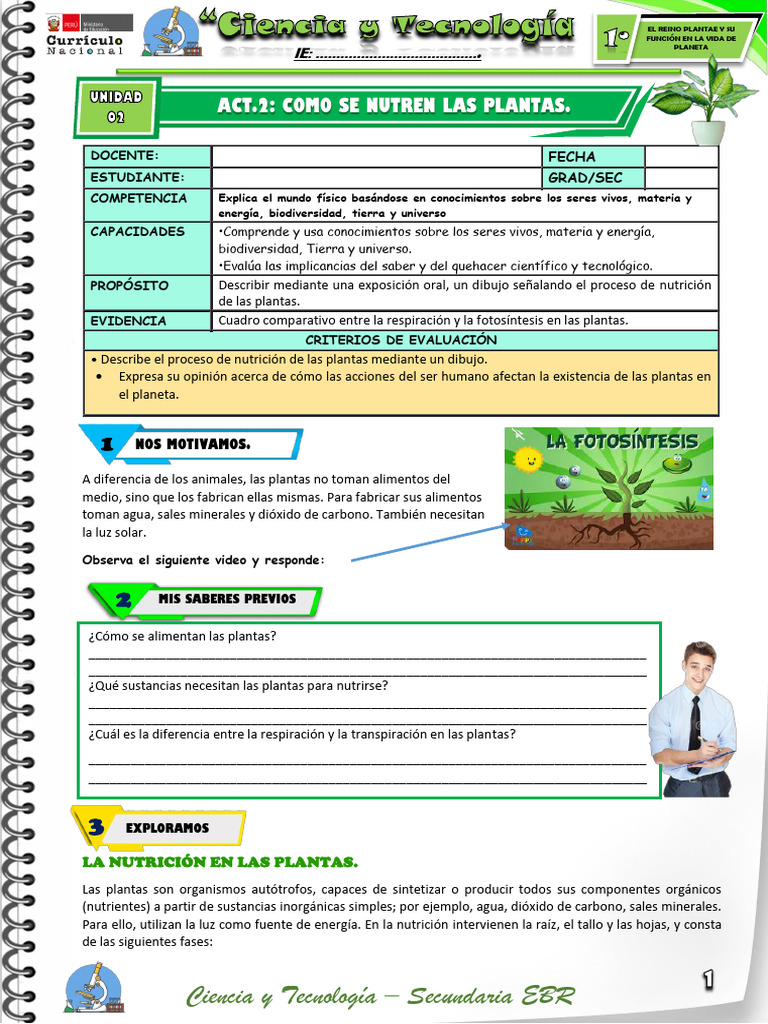 B-1º Act 2 Cyt Unid 2 - Sem 2 | PDF