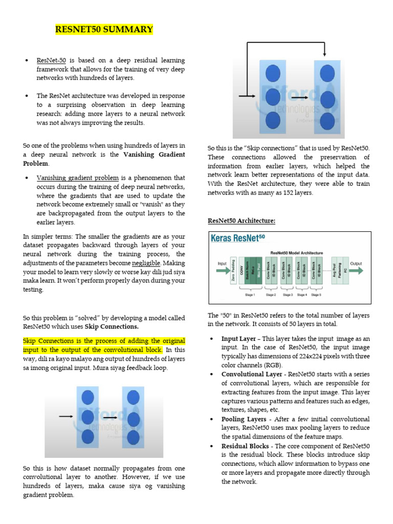 RESNET50 SUMMARY | PDF | Artificial Neural Network | Computational Neuroscience
