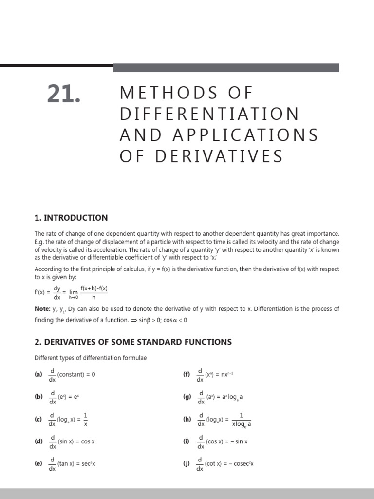 7.methods of Differentiation and Applications of DerivativesTheory ...