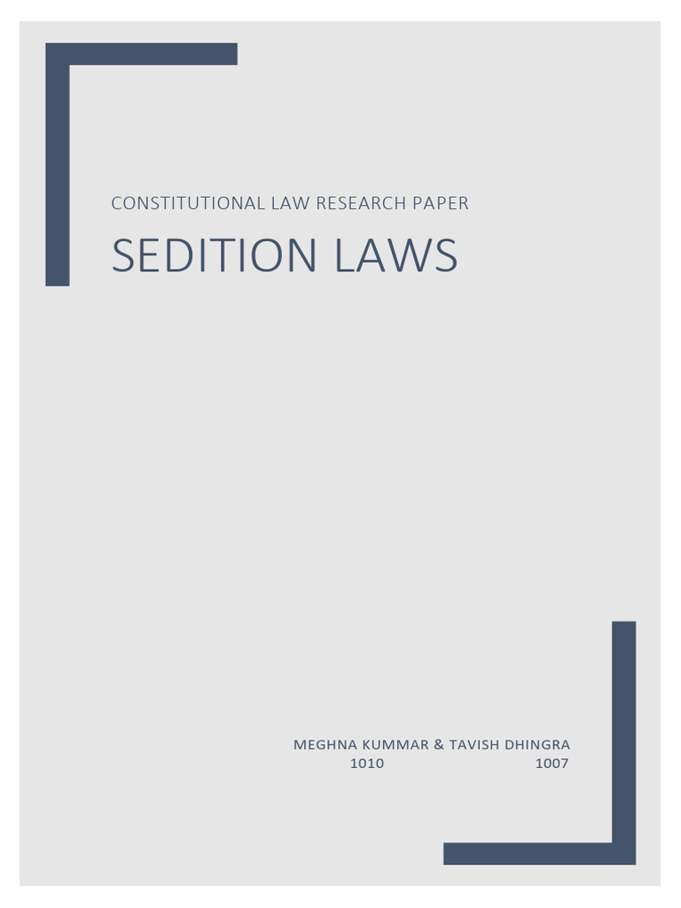 Sedition Laws Research Paper | PDF | Justice | Crime & Violence