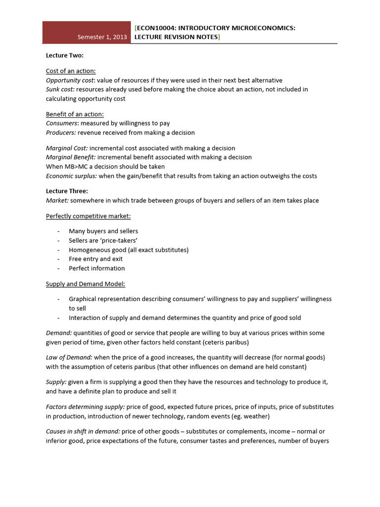 Microeconomics Pdf Profit Economics Oligopoly