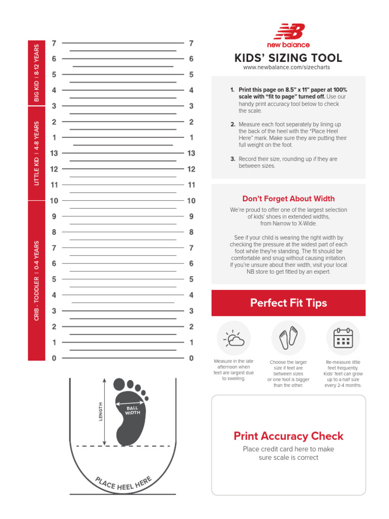 Kids Printable Size Chart | PDF | Foot