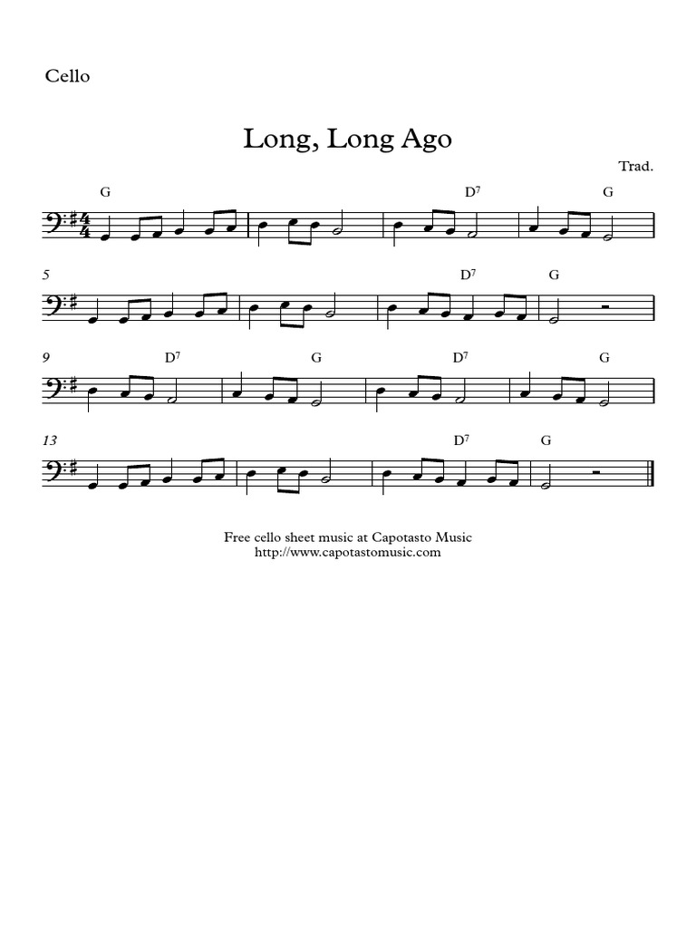 Long Long Ago Cello | PDF
