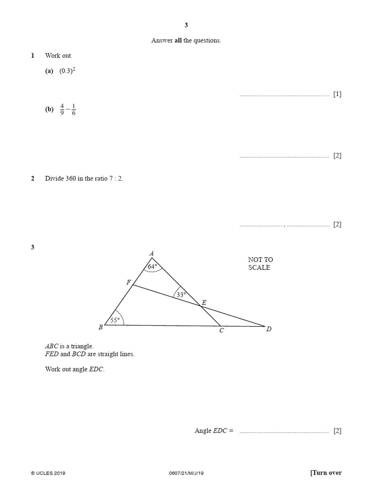 0607 s19 QP 21 | PDF | Triangle Geometry | Classical Geometry