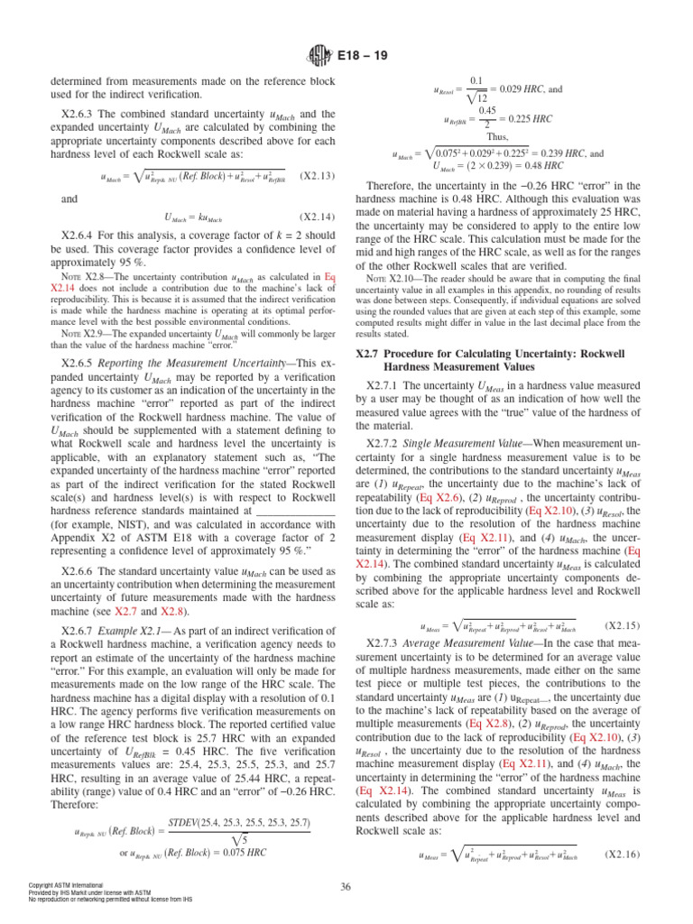ASTM E18 (2019) - Part36 | PDF | Uncertainty | Measurement