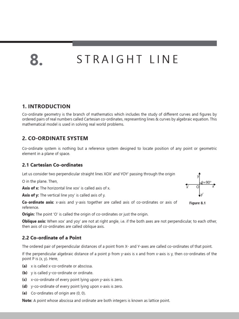 Straight Line Pdf Cartesian Coordinate System Classical Geometry