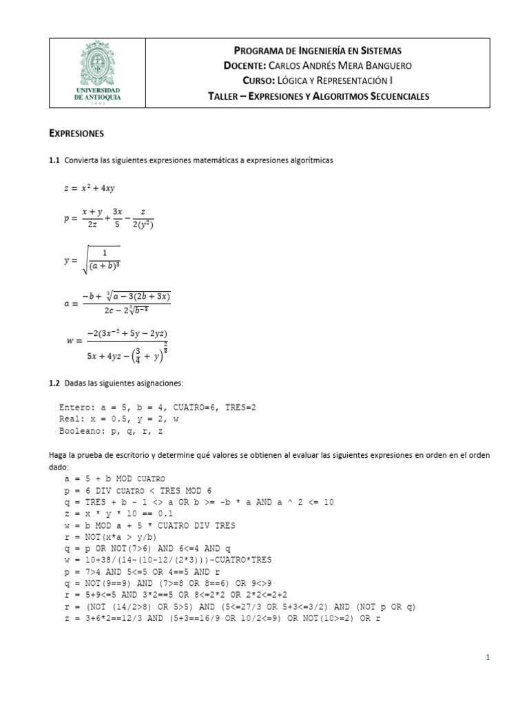 Taller 1 - Algoritmos Secuenciales | PDF | Algoritmos | Salario