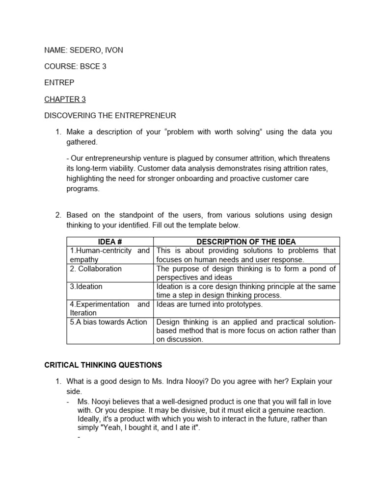Entrep 3 | PDF | Design Thinking | Brainstorming