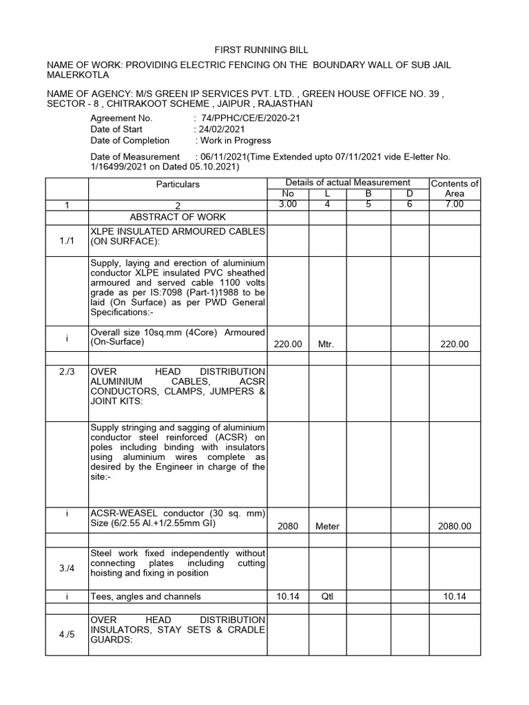 Electric Fencing Bill of Malerkotla | PDF | Electrical Wiring | Insulator (Electricity)