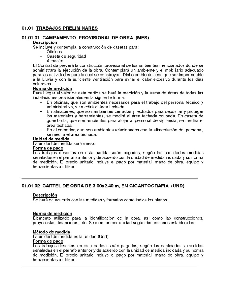 EE.TT PRELIMINARES | PDF