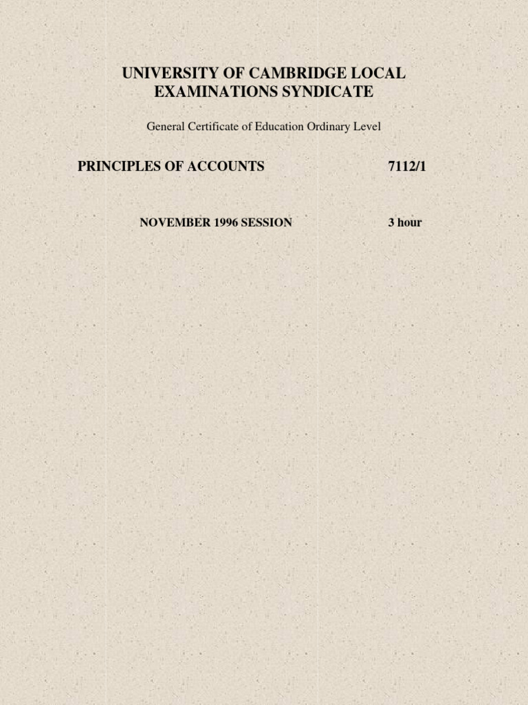 Accounts Paper 1 November 1996 | PDF | Debits And Credits | Financial ...