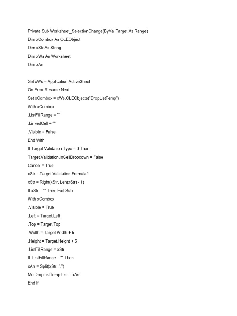 Excel Logic - Drop Down List | PDF