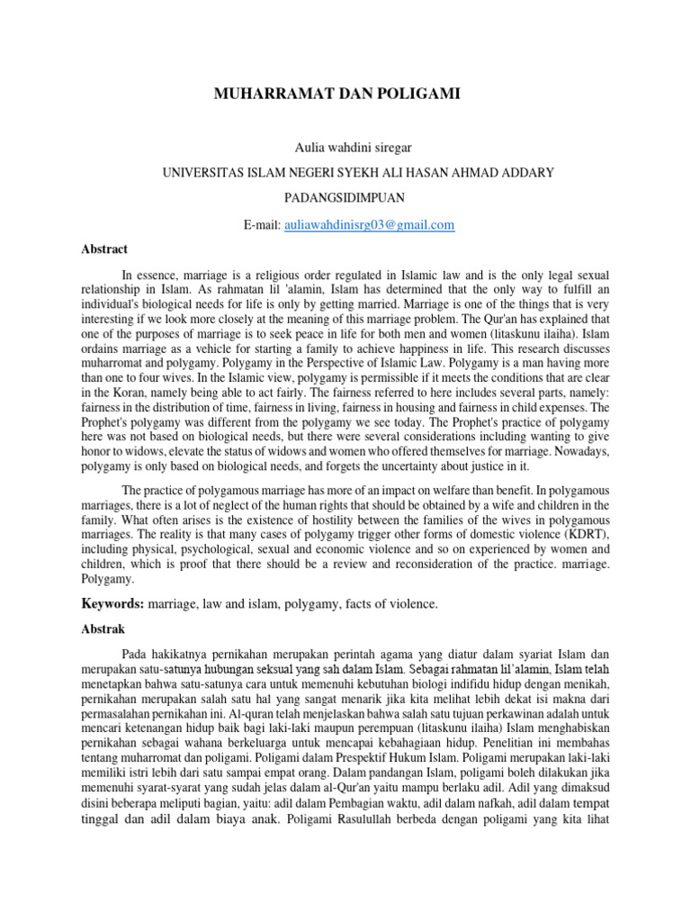 MUHARRAMAT DAN POLIGAMI-1 | PDF | Marriage | Polygamy