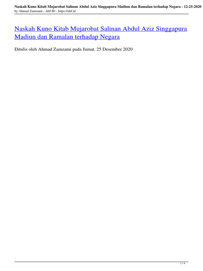 Naskah Kuno Kitab Mujarobat dan Ramalan | PDF