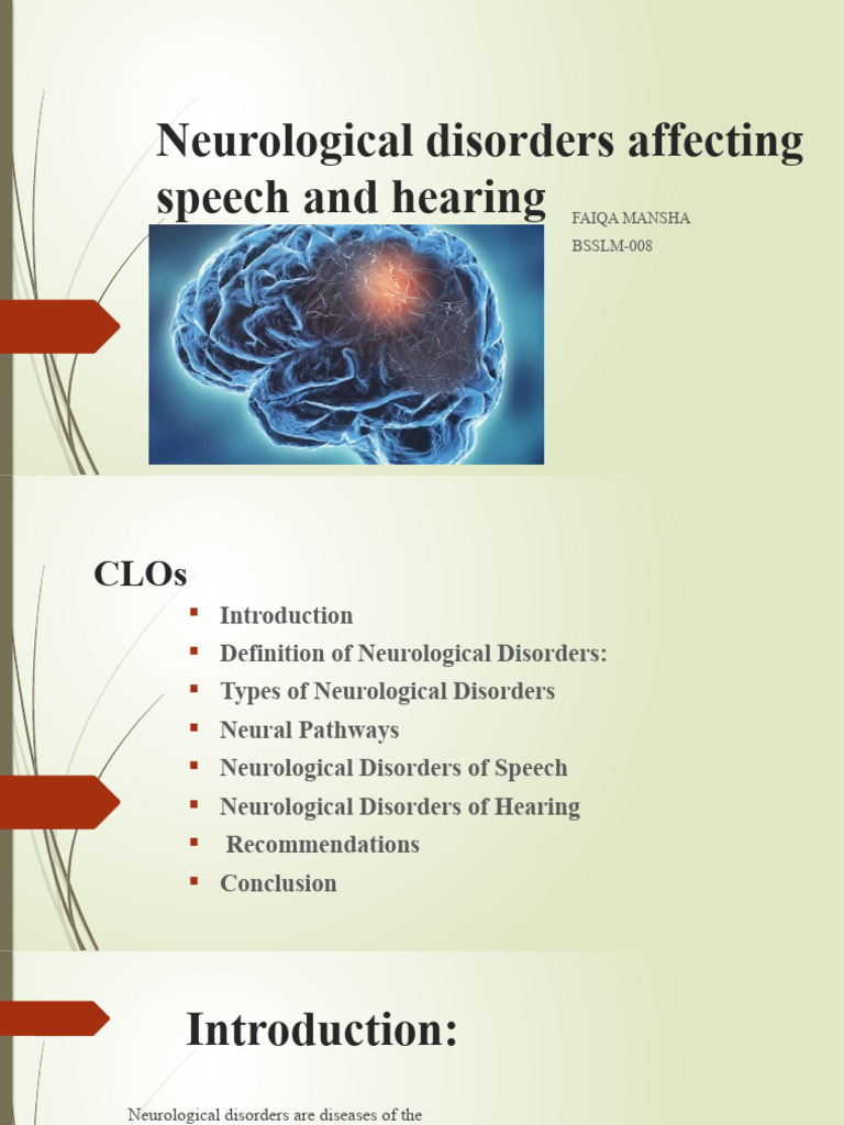 Neurological Disorders | PDF | Neurological Disorders | Speech