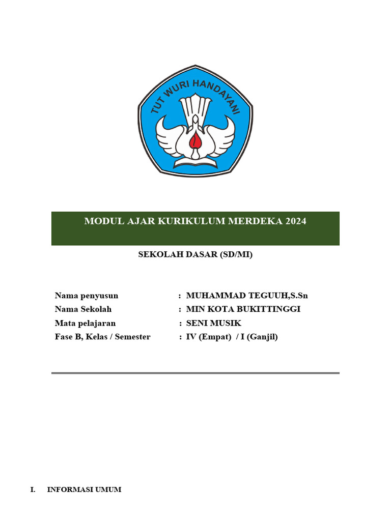 Modul Ajar SENI MUSIK K4 BAB 1 | PDF