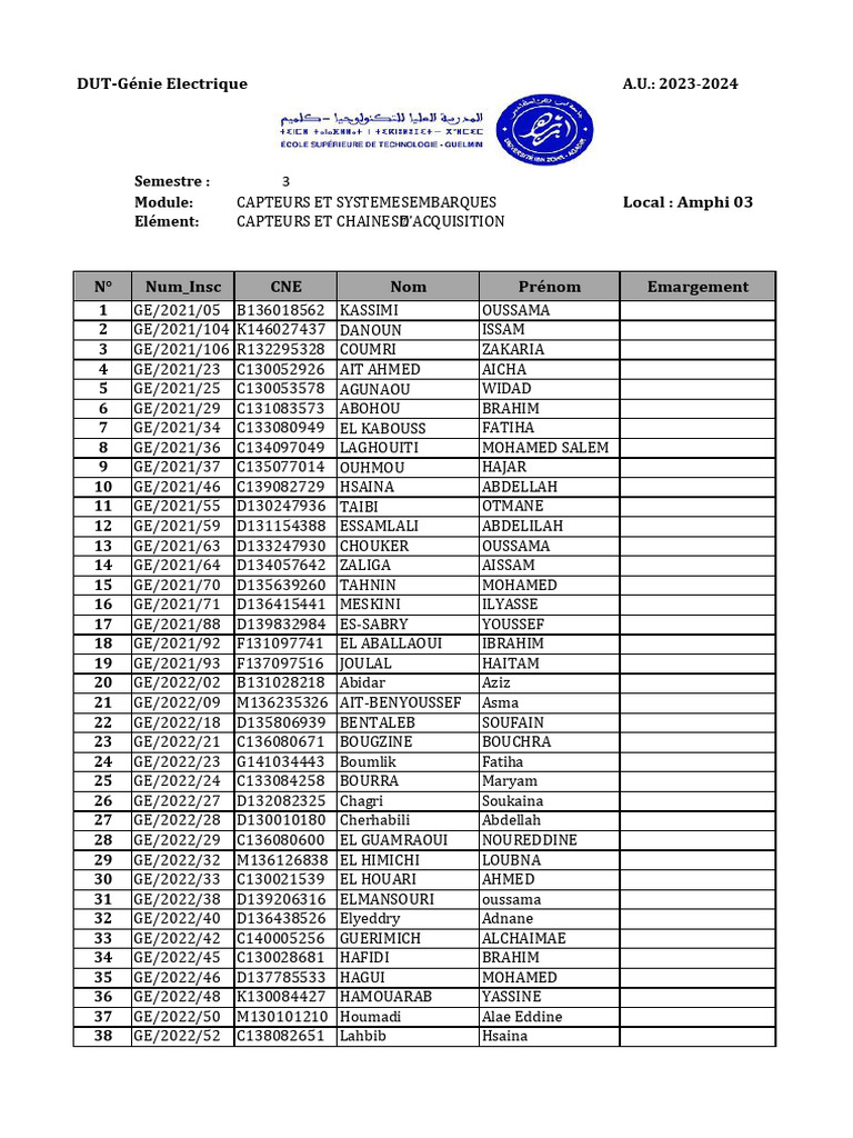 DUT-GE S3 2023-2024 Amphi 03 | PDF