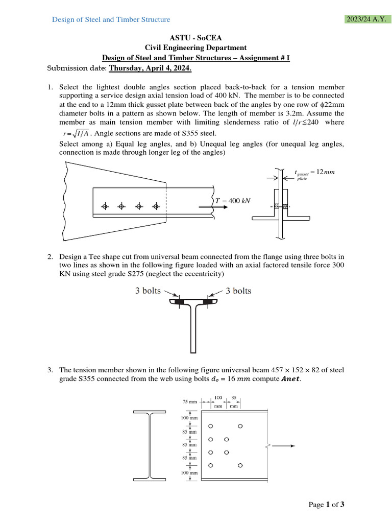 Assignment # 1-1 | PDF | Screw | Truss
