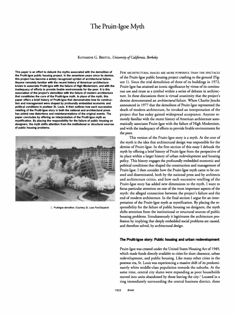 The Pruitt-Igoe Myth - Katharine G. Bristol | PDF
