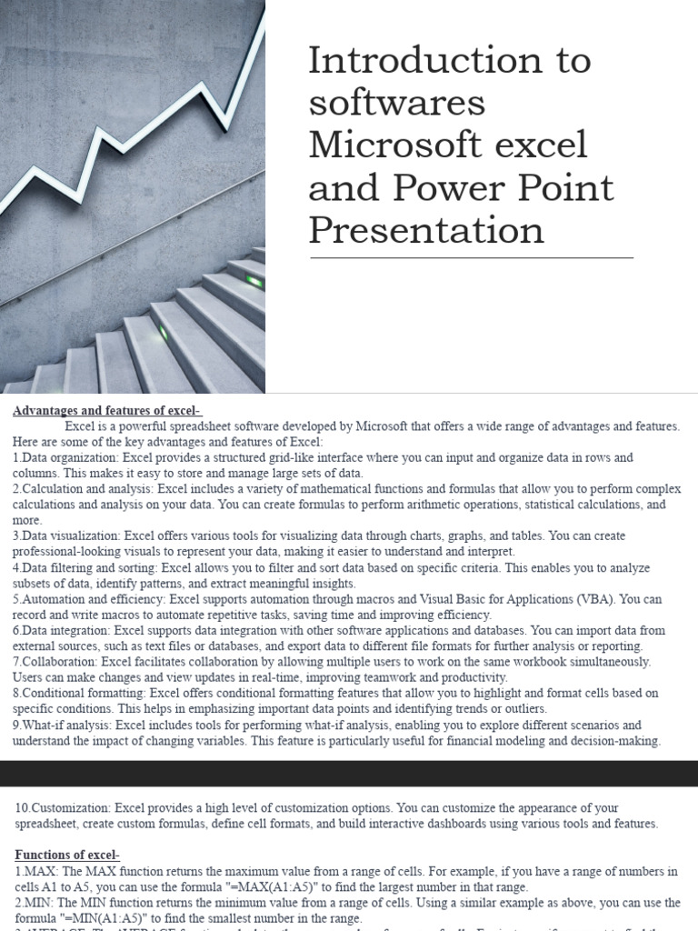 Introduction to softwares Microsoft excel and Power Point- unit 3 | PDF | Microsoft Excel | Software
