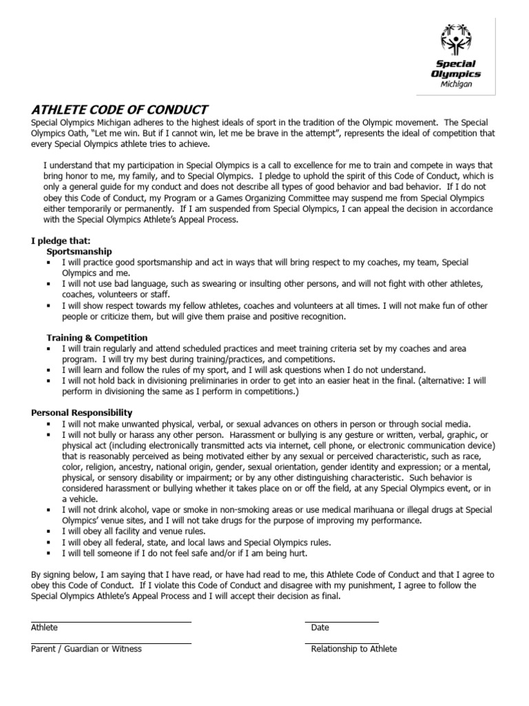 2021 Code of Conduct-Athlete | PDF | Harassment | Bullying
