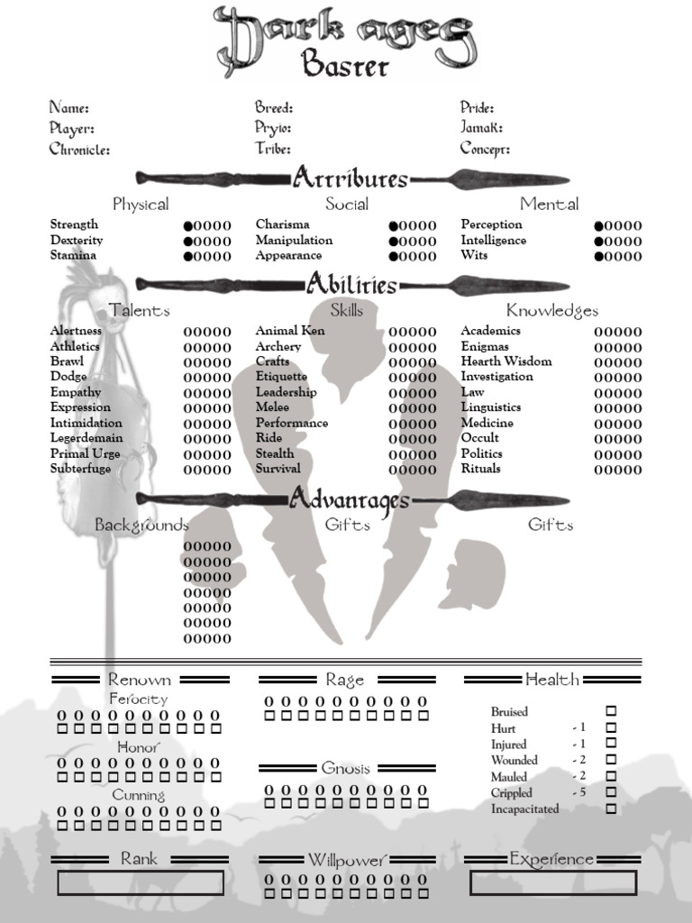 DAWerewolf4-Page Bastet Editable | PDF | Role Playing Games | Role Playing Video Games