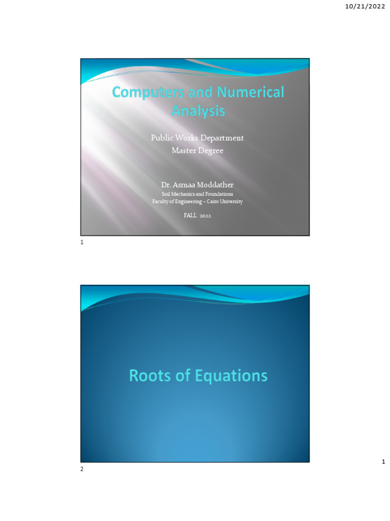 Roots of Equation - F22 | PDF | Numerical Analysis | Ph