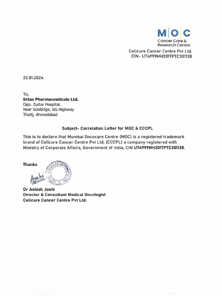 Intas Correlation Letter | PDF