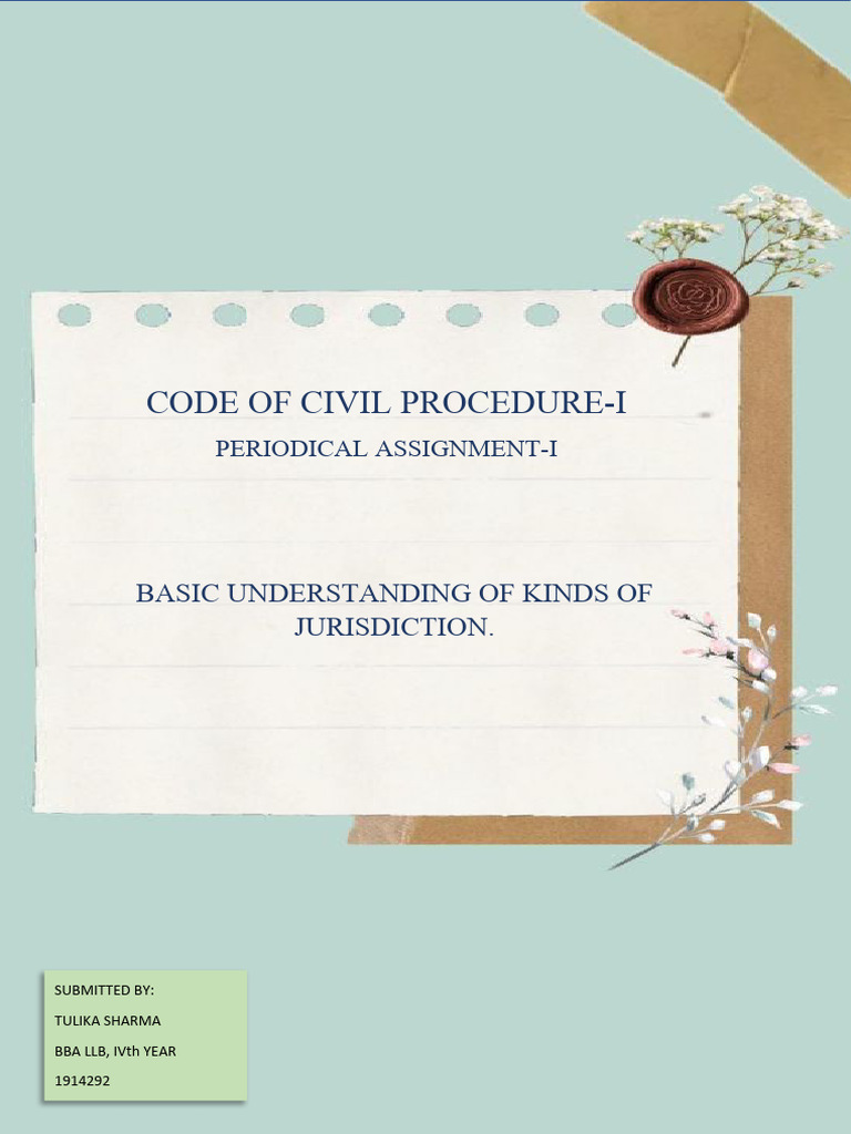 Assignment I - 1914292 | PDF | Jurisdiction | Equity (Law)