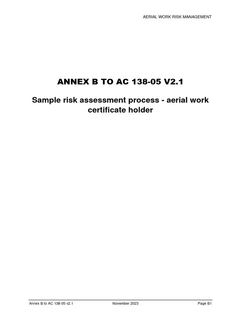 Advisory Circular 138 05 Annex B Sample Risk Assessment Process Aerial ...