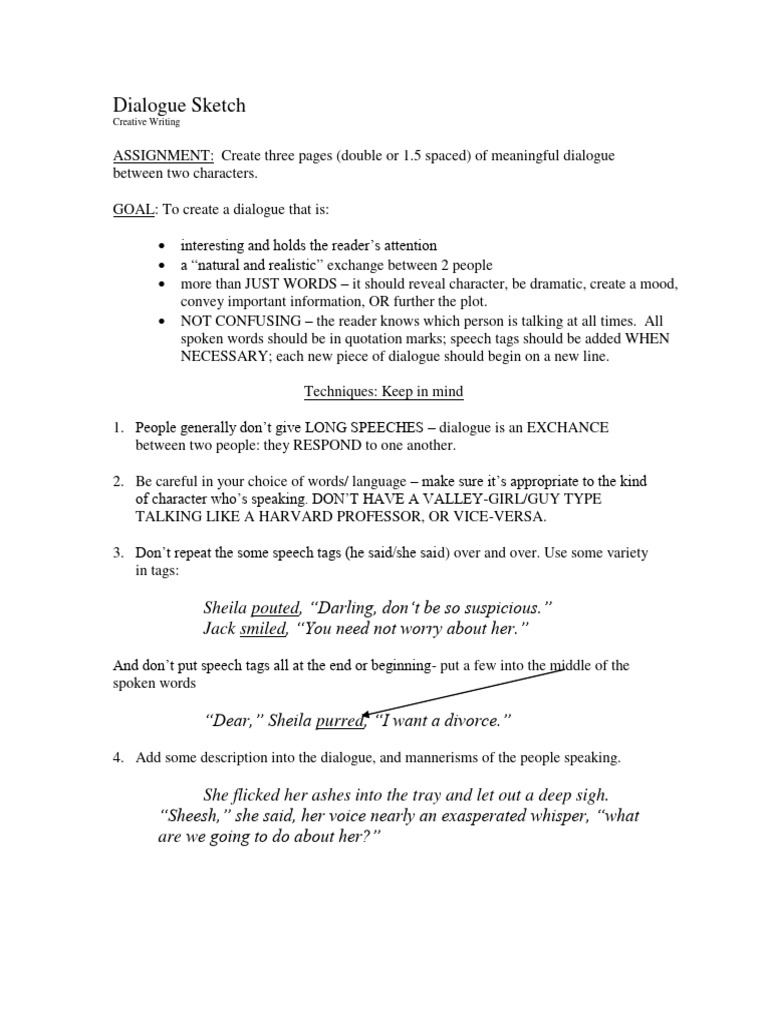 Dialogue Sketch Instructions | PDF