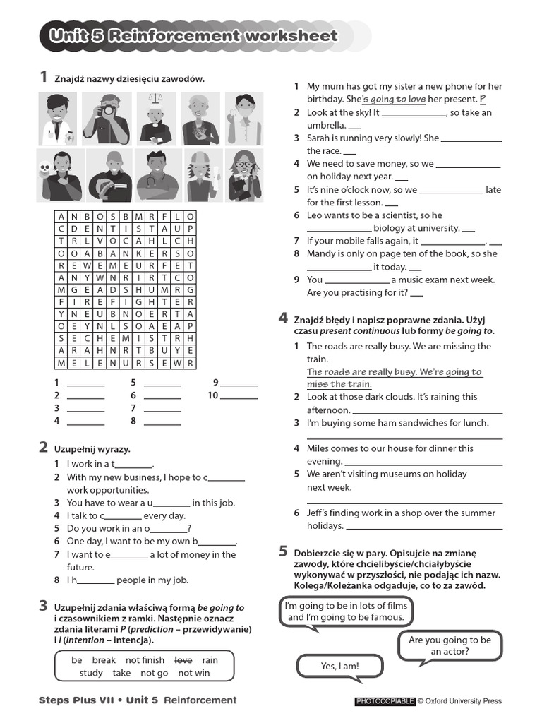 Steps Plus VII - Reinf Worksheets U5 | PDF | Health Care