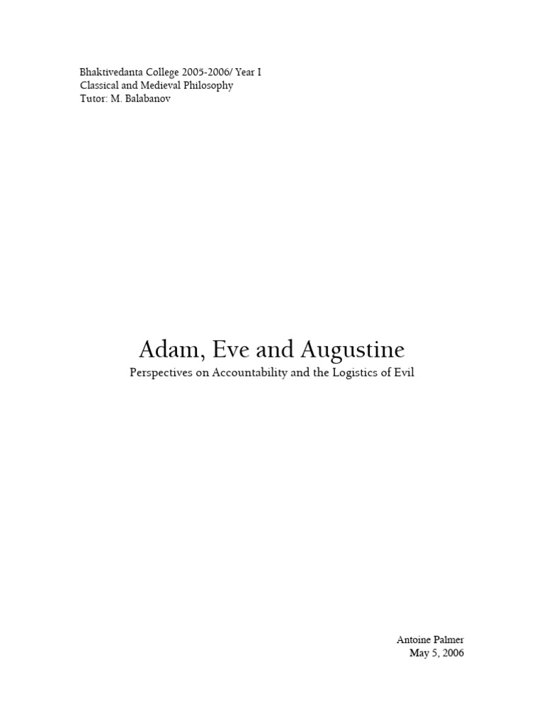 Adam, Eve, & Augustine | PDF | Augustine Of Hippo | Adam And Eve