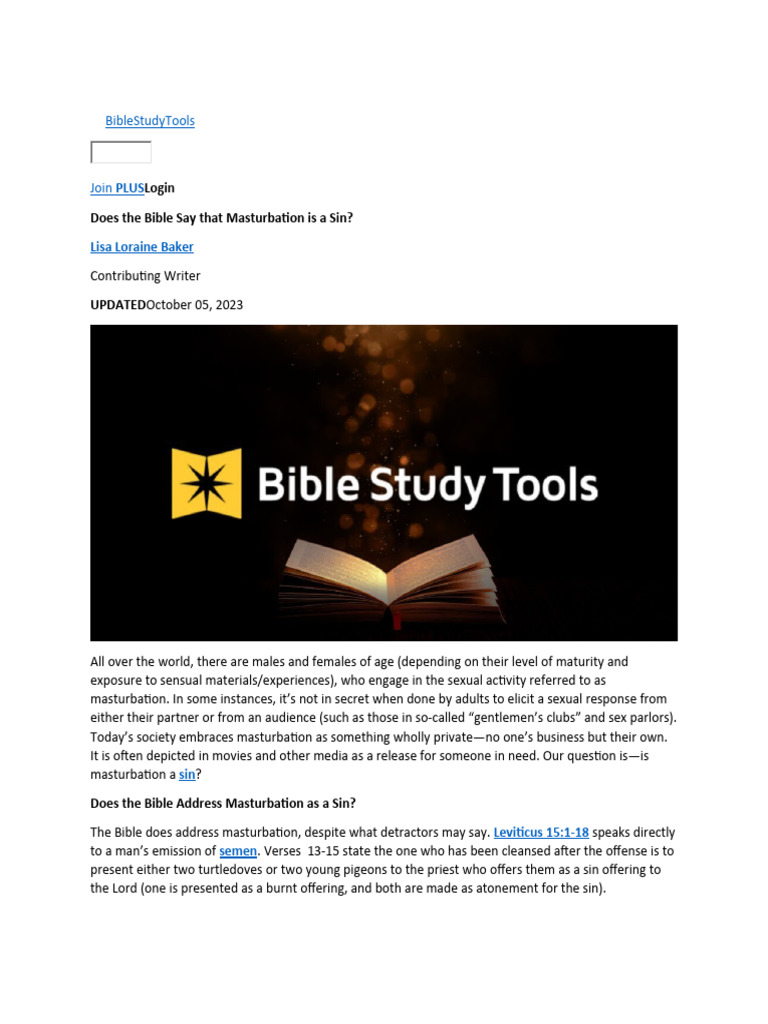Bible Study Tools | PDF | Masturbation | Sin