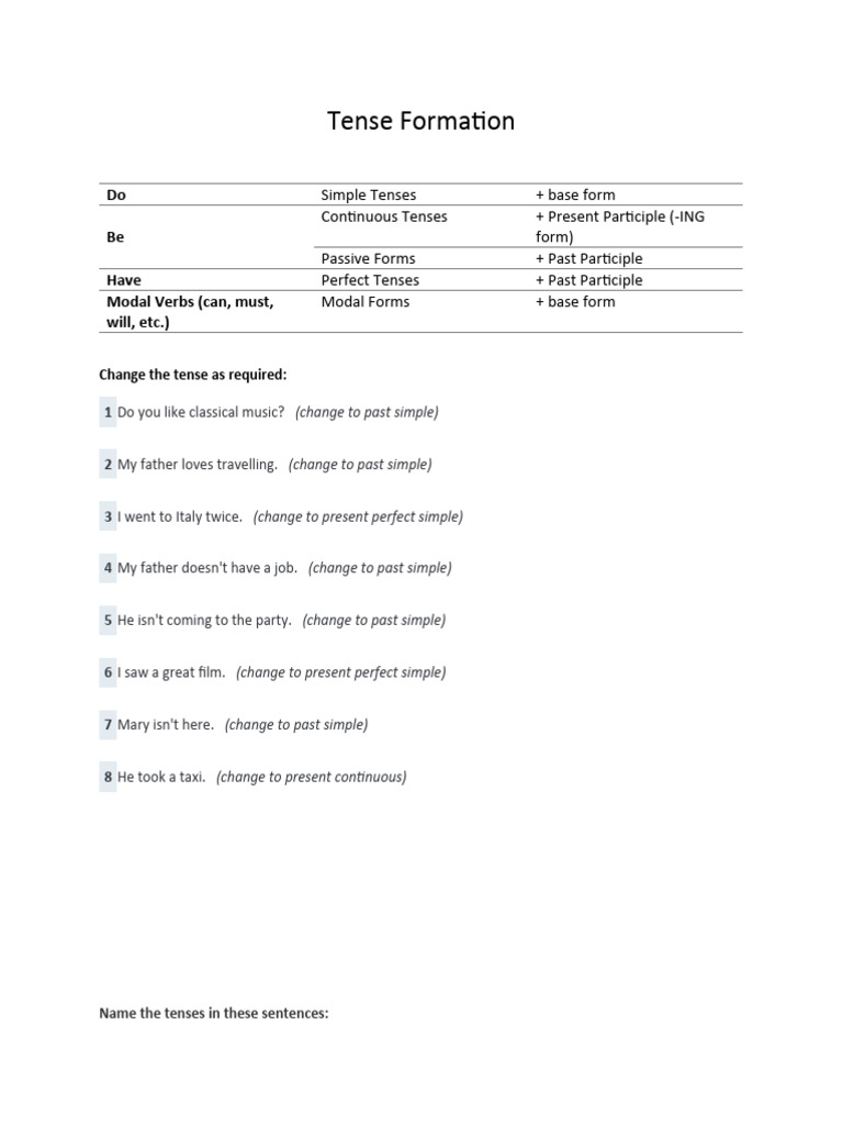Tense Formation | PDF
