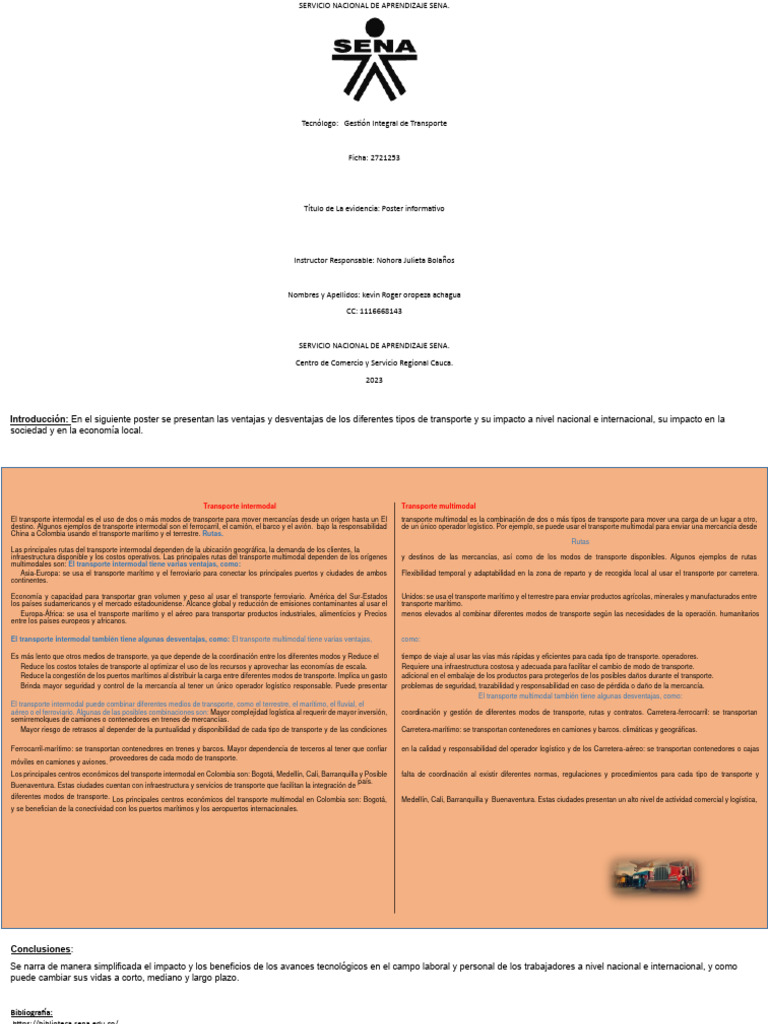 Poster Informativo Kevin Oropeza | Descargar gratis PDF | Transporte ...