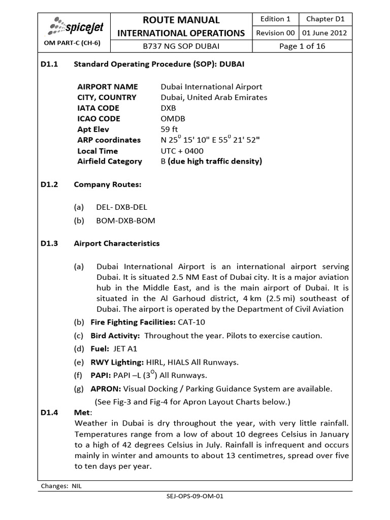 B737 NG Aerodrome SOP DUBAI DTD June, 12 | PDF | Airport | Air Traffic ...