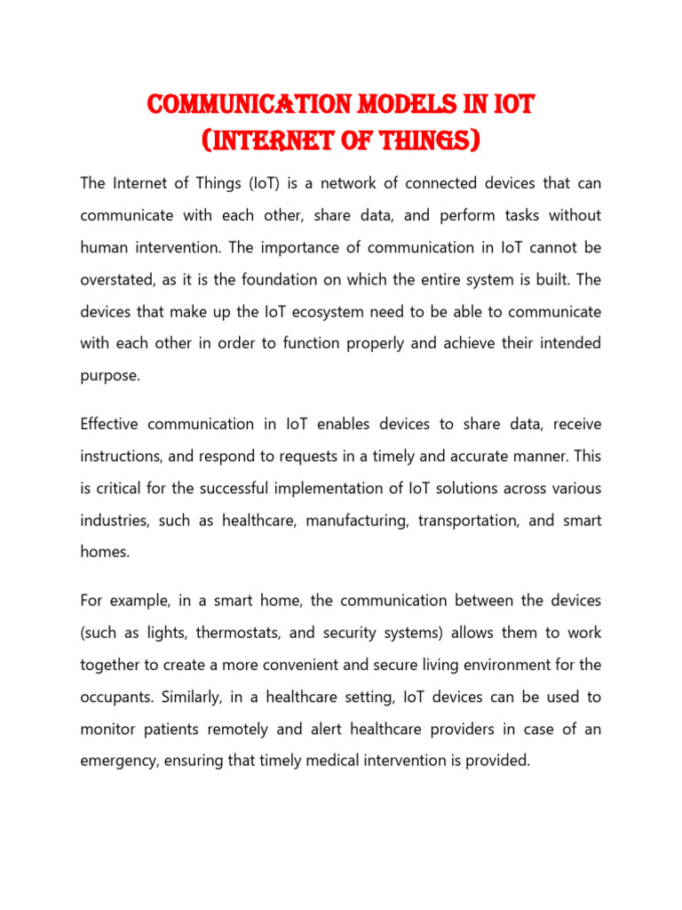 IoT Communication Models | Download Free PDF | Internet Of Things ...