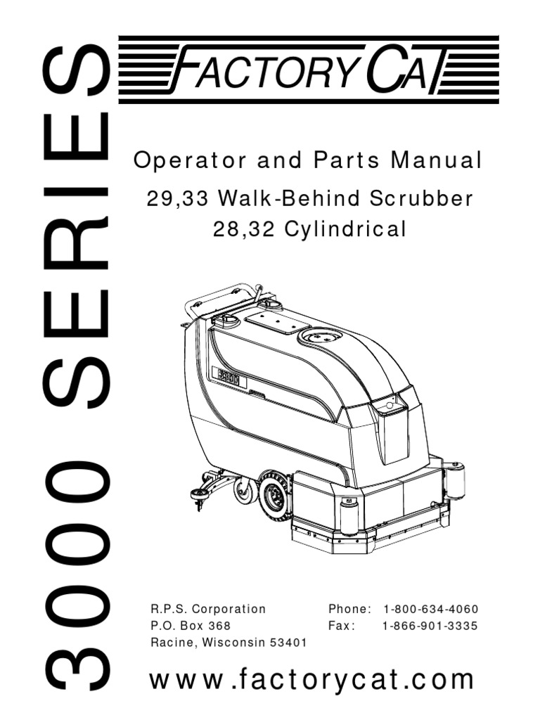 Factory Cat 3000 Series Scrubber Manual | PDF | Battery Charger | Elevator